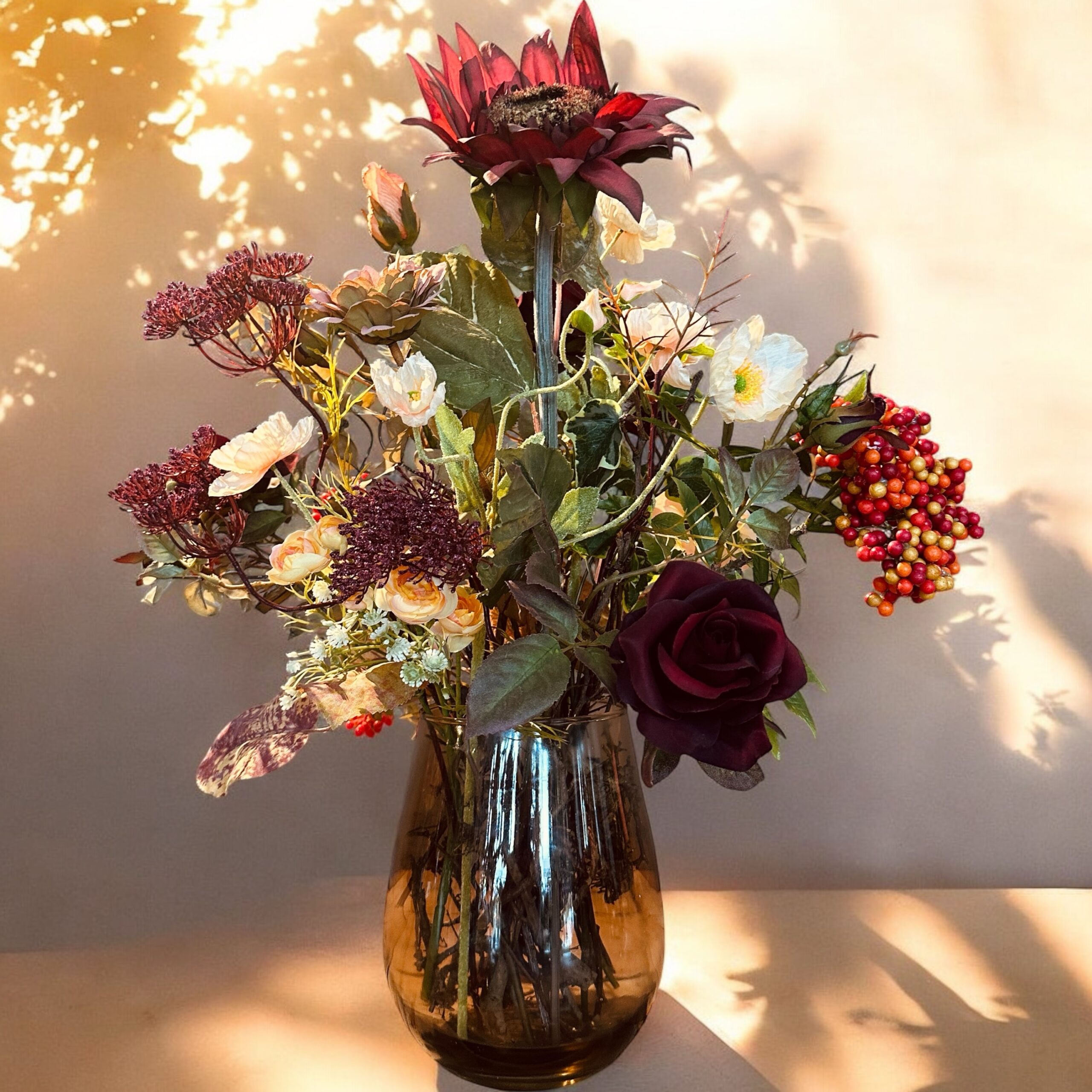 Herfstboeket compleet in vaas - kunstbloemen boeket - Seta Fiori